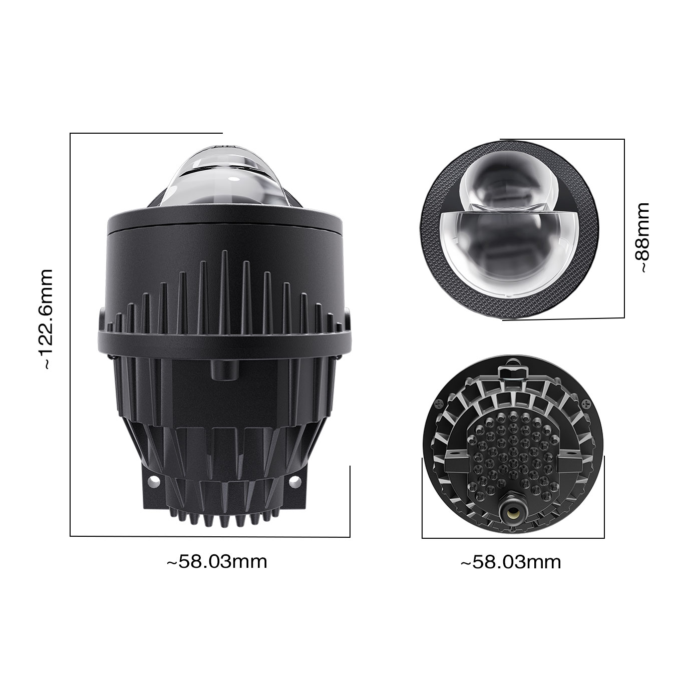 AES FX Laser Bi Led Fog Len 65W Dual Low Beam Dual LED Chips BI LED Fog ...